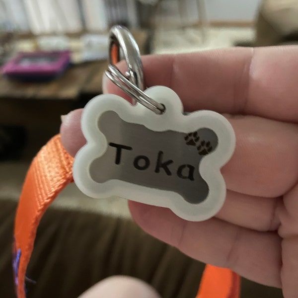 Double Sided Laser Etched Stainless Steel Pet ID Tag for Dog & Cat Tag ...