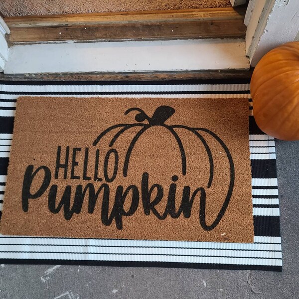 Hello Pumpkin, Hello Pumpkin Doormat, Pumpkin Doormat, Doormat, Fall ...