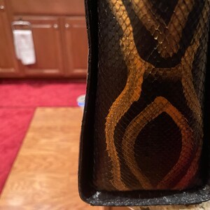 Gray Genuine Python Top Handle Bag, Real Snake Skin, Natural Python ...