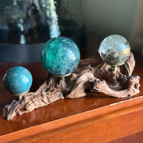 Handmade Driftwood Sphere Holder! Sphere Stand. Crystal Sphere Stand ...