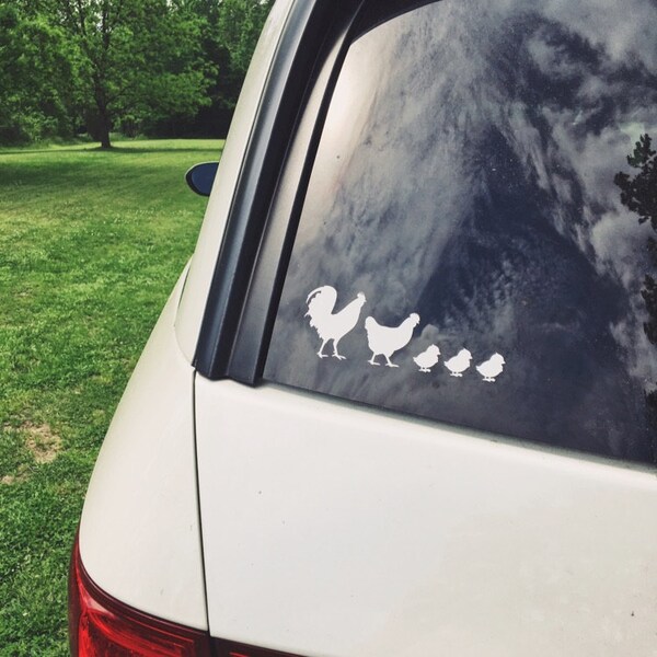 CHICKEN FAMILY DECAL - Rooster - Hen - Chicks - Vinyl Car Decal ...