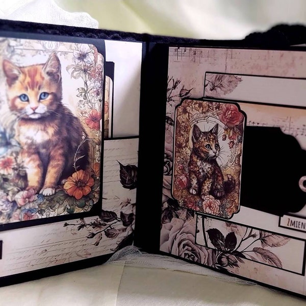 Floral Kitten Junk Journal Pages, Digital Cat Scrapbook Paper ...