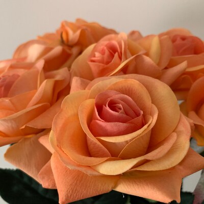 Orange Real Touch Silk Roses DIY Wedding Bouquets Silk Bridal Bouquets ...