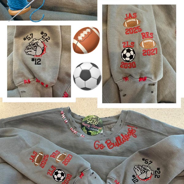 SEA FOAM CUSTOM Embroidery on Collar Chain Stitch Sweatshirt ...