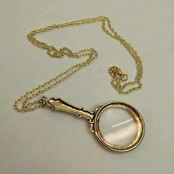 Vintage Style Magnifying Glass Pendant Necklace Victorian Style Ornate ...