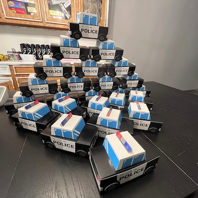 Police Car Treat Box, Police Baby Shower, Police Theme Birthday Party ...