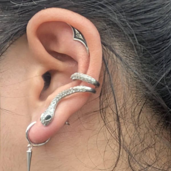 Goth Hidden Helix Earring • Cartilage Helix Piercing 18G 16G • Dark ...