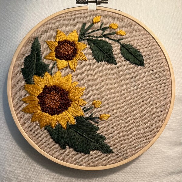 PDF Pattern, Sunflower Half Wreath, Embroidery Pattern, Summer - Etsy