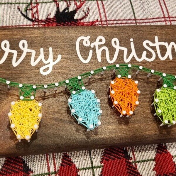 DIY Merry Christmas Rainbow Lights String Art Kit - Etsy