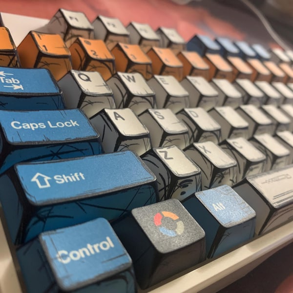 129 Pcs Yellow Cyberpunk Keycap Set, Cherry Profile, Artisan Keycaps ...
