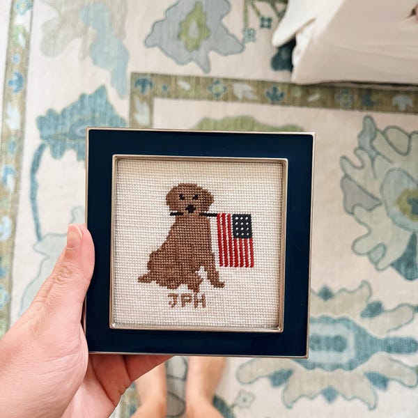 Patriotic Golden Retriever Needlepoint Canvas – 18 Mesh Hand-painted ...