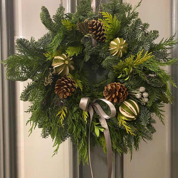 Fresh Christmas Door Wreath Modern Luxury - Etsy