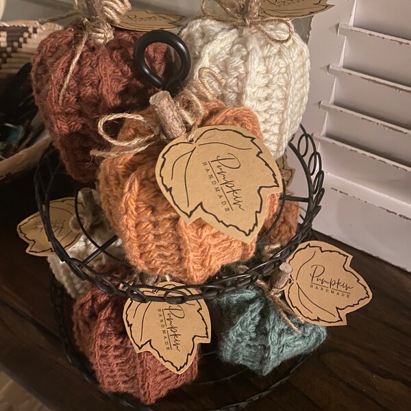 PRINTABLE Pumpkin Tags - 3 Sizes - Downloadable PDF - Pumpkin Leaf Tag ...