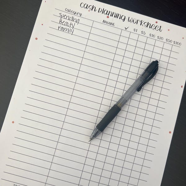 Cash Planning Worksheet 8.5 X 11 Size - DIGITAL DOWNLOAD - Etsy