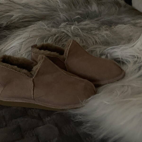 Mens Sheepskin Shearling Slippers Moccasin Boots for Men House ...