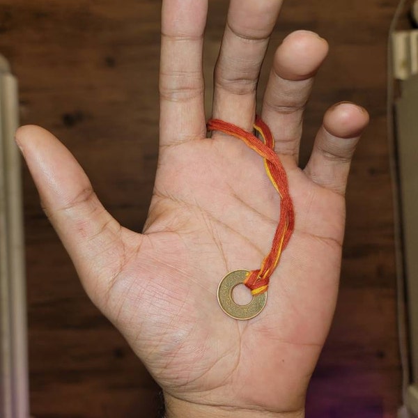 Tenet Neil's Lucky Charm: Vintage Indian Coin, Sacred Hindu Thread - Etsy