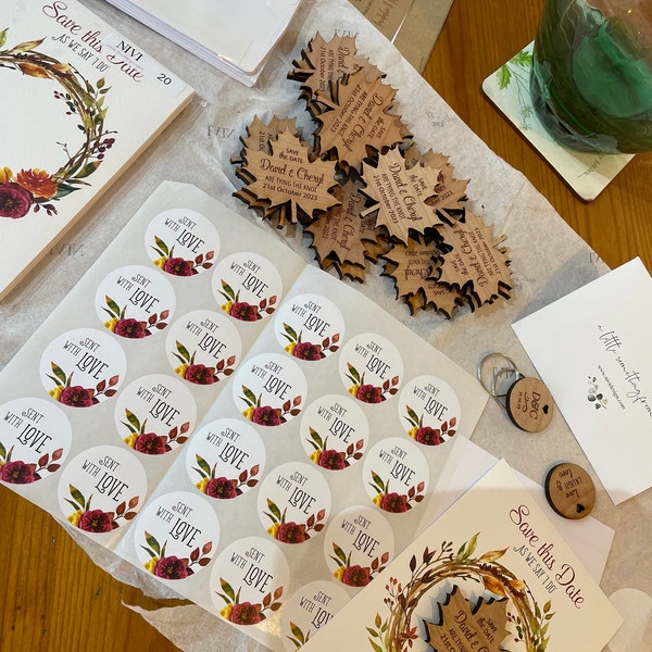 Fall Save the Date Magnet With Cards, Wedding Maple Leaf Save-the-dates ...