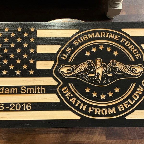 US Submarine Force, US Submarine Force Flag, Wood Flag, Sign, US Navy ...