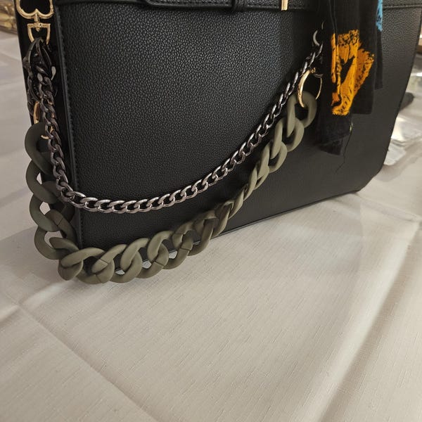 Chunky Purse Strap - Novelty Bag Chain - Gray & Gunmetal Handbag Chain ...