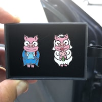 Simpsons Wedding Cuff Links Pig Bride and Groom Enamel Lisa's Wedding ...
