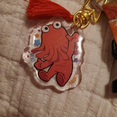 Red Guy Dont Hug Me Im Scared DHMIS Glitter Keychain Acrylic and Epoxy Charm 2 - Etsy