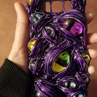 Handmade iPhone Case Glow in the Dark Purple Venom Cat Eyes Handmade ...