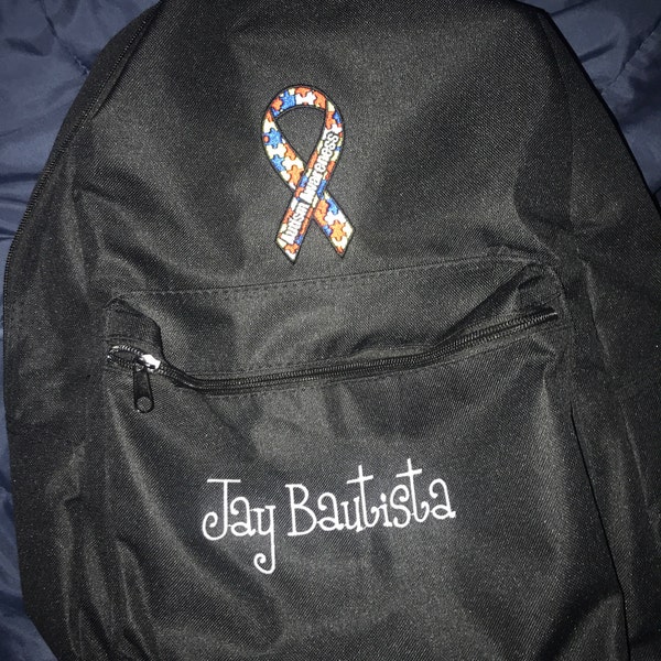 Personalized Kids Backpack Embroidered Autism Awareness Ribbon ...