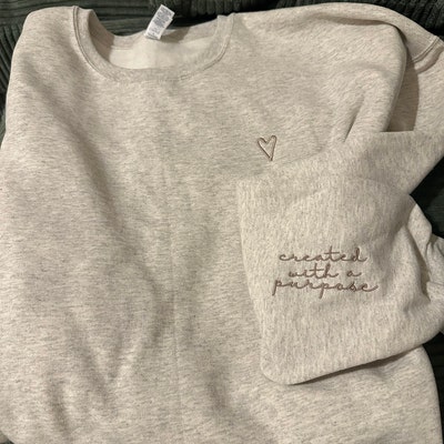 Created With A Purpose Embroidered Sweatshirt Embroidered Sleeve ...