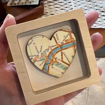 Custom Map Heart Print Miniature Frame Romantic Valentine, Anniversary ...