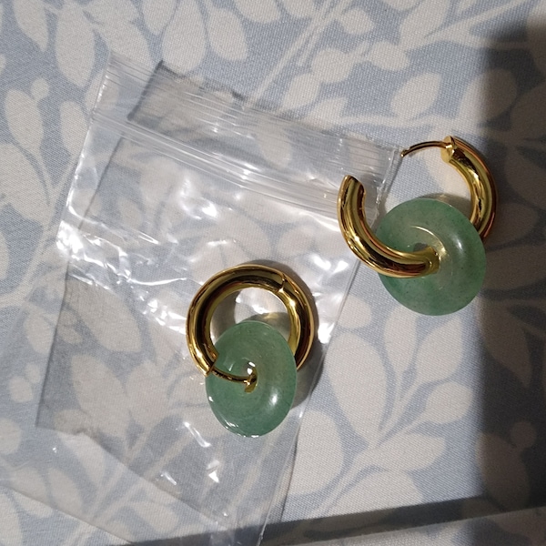 Chunky Jade Hoop Earrings by Caitlyn Minimalist • Jade Gemstone Summer ...