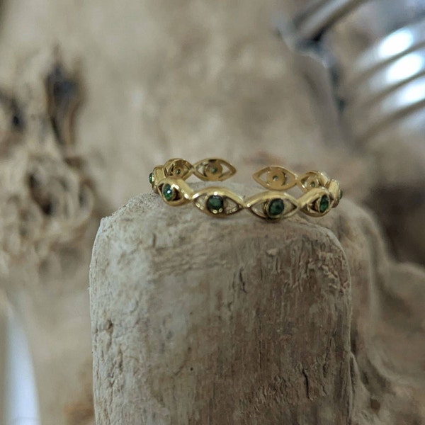 Green Third Eye Ring • Third Eye Jewelry for Positivity • Gold-plated ...