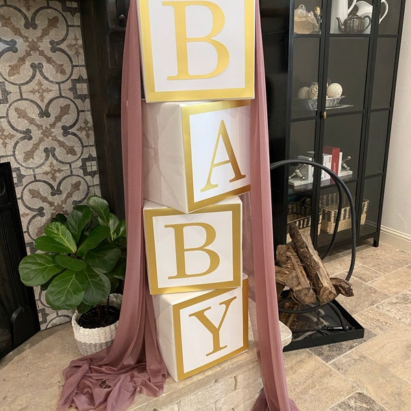 11.75” Clear Baby Shower Balloon Block Kit W/ White Letters, Clear ...