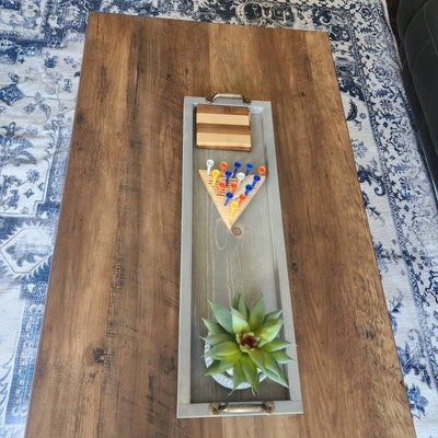 Long Wooden Tray Table Centerpiece Tray Rustic Farmhouse Serving Tray ...