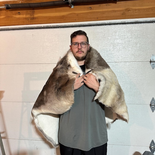 Reindeer Hide Cloak | Viking Cloak | Brown Large XXL Finnish Reindeer ...