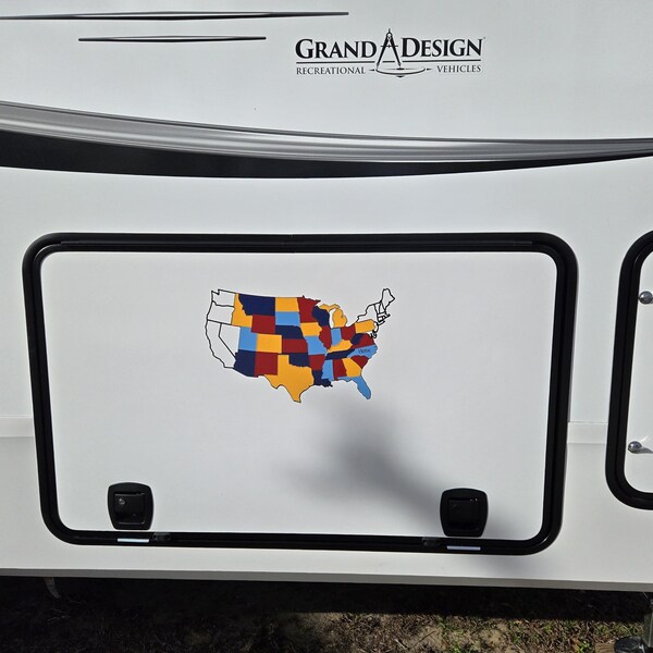 Large 18" USA Decal Map Tracker - US Decal, Camper Tracking Decal ...