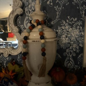 Fall Wood Bead Garland With Tassels, Fall Chunky Wood Bead Strands ...