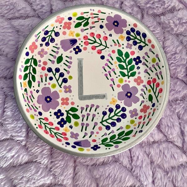 Retro Colorful Cocktail Trinket Dish, Hand Painted Clay Ring Dish, Bar ...