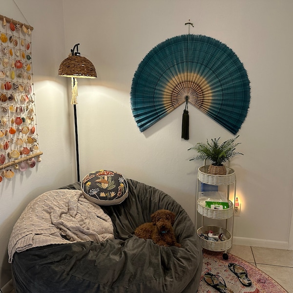 Wall Fan Decor, Bamboo Decorative Fans, Handcrafted Bamboo Fan, Boho ...