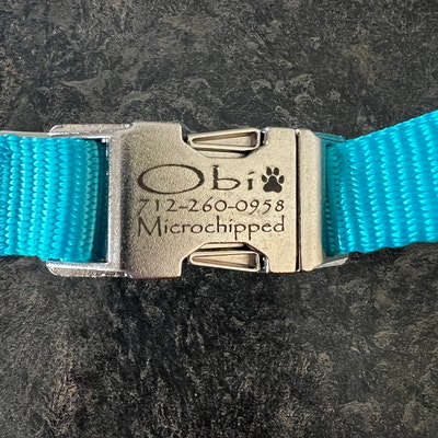 Personalized Dog Collar Laser Engraved Monogram Pet Id Tag Silver Gold ...