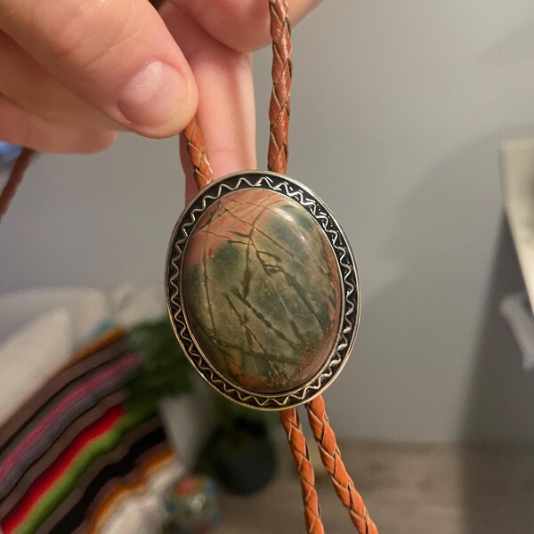 Engraved Tree Bolo Tie Pine Forest Moon Gifts for Him Bola Leather ...