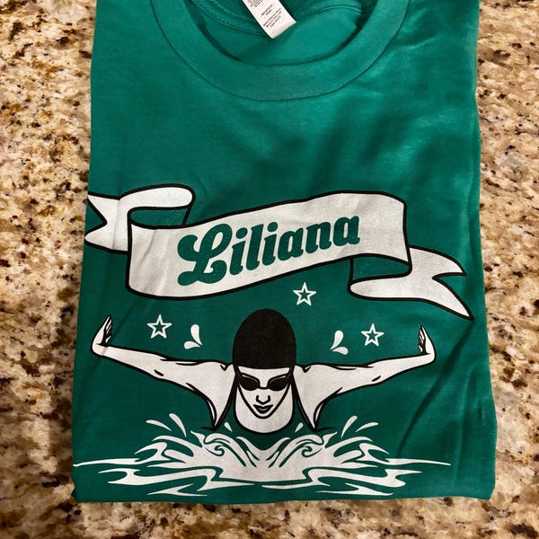Personalized Swim Shirt for Butterfly Stroke Swimmer, Custom Name Girls ...