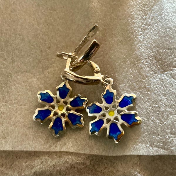 Georgian Cloisonne Enamel Ring Artisan Silver Jewelry Green and Yellow ...