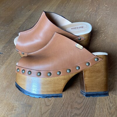 Wooden Clogs 70's Style, Vintage Wooden Heel and Platform. Go Back in ...