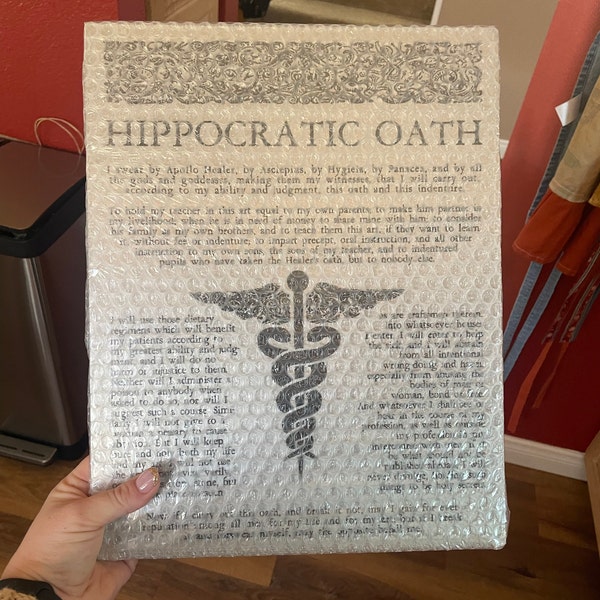 Hippocratic Oath Wall Art Metal Panel. Literary Wall Art With ...