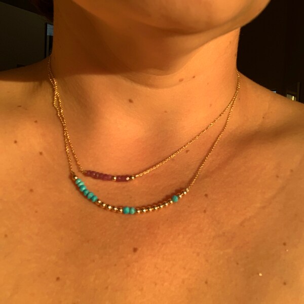 Blue Rough Diamond Bridge Necklace - 14k Gold Filled - Handcrafted ...