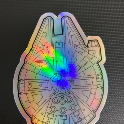Millennium Falcon Holographic Sticker/ Star Wars Disney Laptop Stickers ...