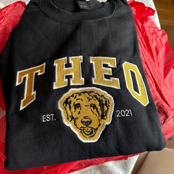 Varsity Custom Embroidered Dog Sweatshirt Custom Dog Sweater Embroider ...