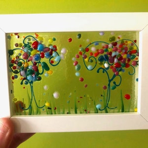 Fused Glass Box Framed Coed Enfys rainbow Trees Design - Etsy