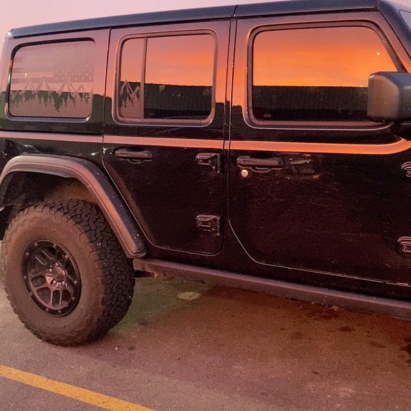 Fits 2020-2024 Jeep Gladiator Back Middle Window Mountain Tree Outdoor ...