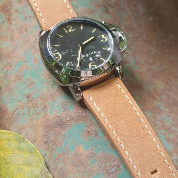 Italian Naval Homage Watch Military 45mm Militare Tan Leather Marina - Etsy